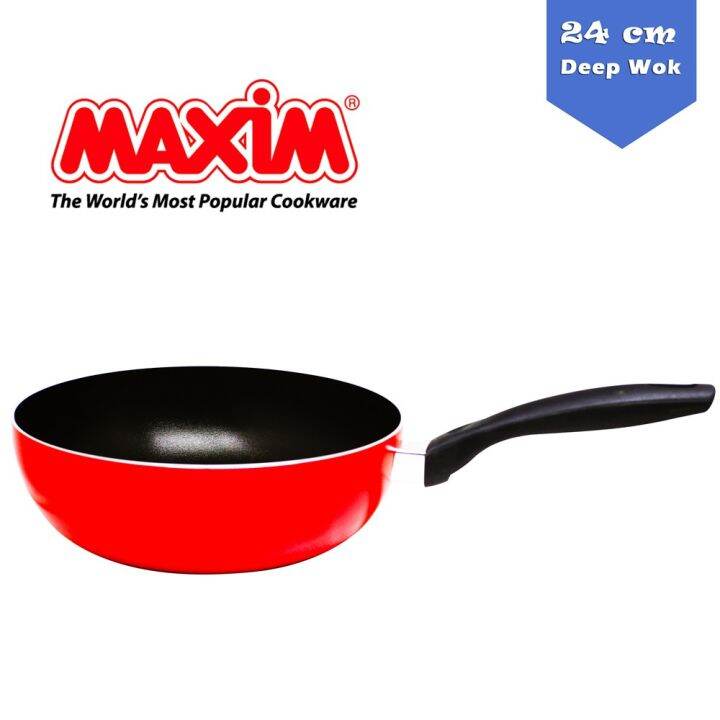 Maxim Valentino Deep Wok Teflon 24 CM VAL-24-DEEPWOK Wajan Cekung | Lazada Indonesia
