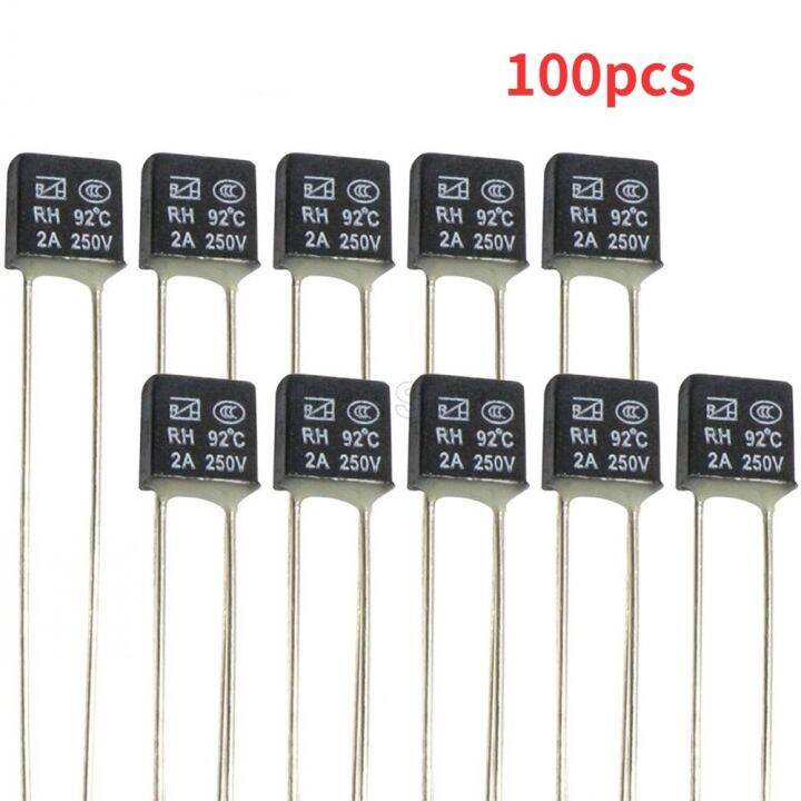 100Pcs Thermal Fuse 2A 250V Black Square for Fan Motor LED Fues 115 130 ...