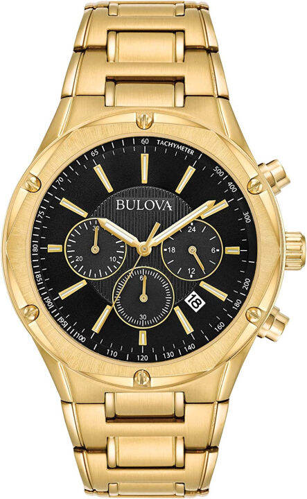 Bulova Men's Classic Chronograph Stainless Steel Watch Gold Tone ...
