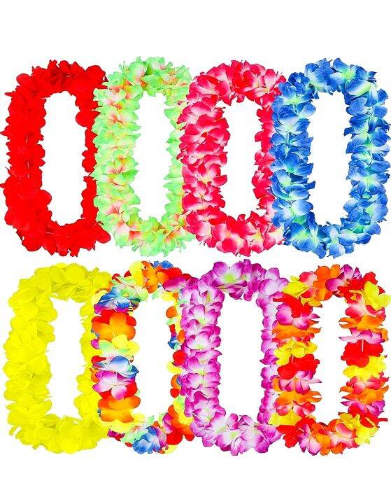 Hawaiian Flower Leis Garlan Necklace Summer and Tropical Party Decor ...