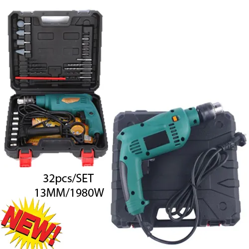 13MM/1980W Handheld Electric 32Ppcs. Corded Flat Drill Guns Hand ...