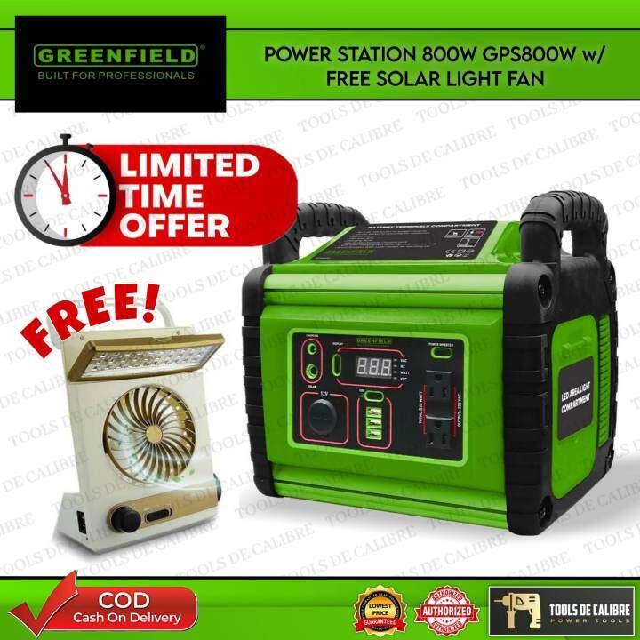 GREENFIELD 800W Power Station GPS800W with FREE SOLAR LIGHT FAN | Lazada PH