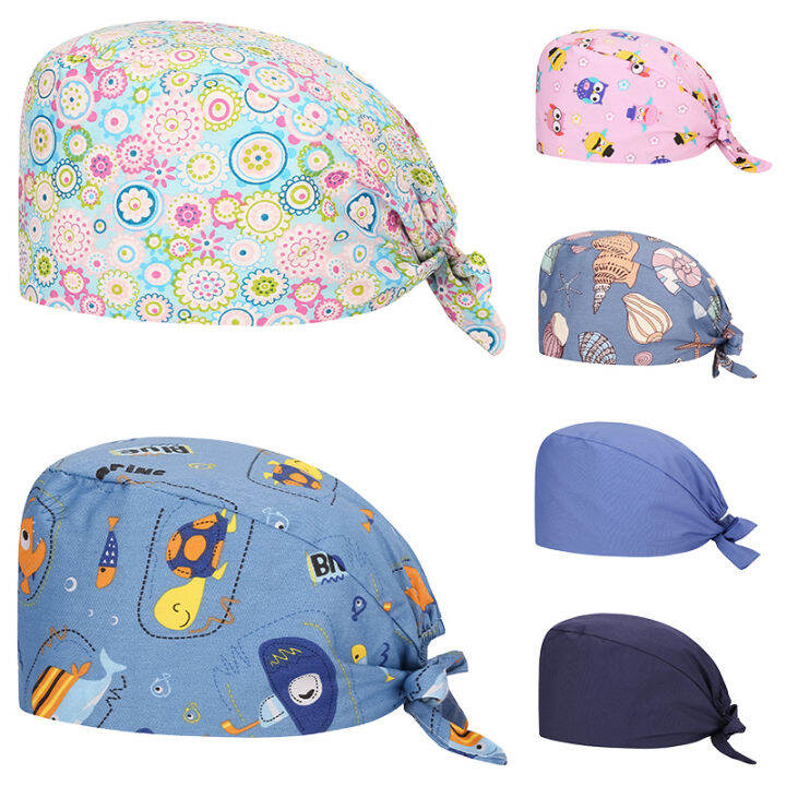 Operating Cap Female Printed Cartoon Cute Cotton Operating Room Hat ...