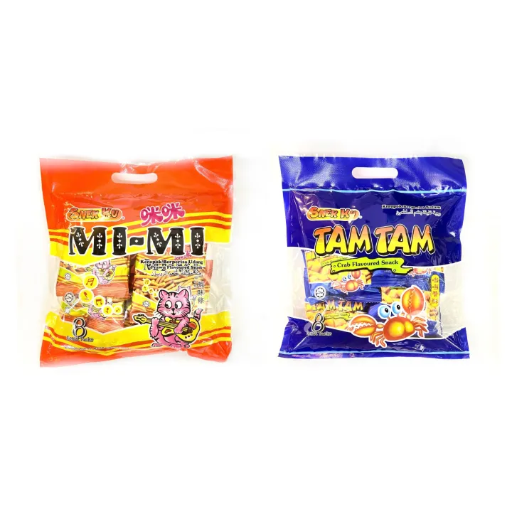 Snek Ku Mimi Prawn / Snek Ku Tam Tam Crab Party Packs Snacks 200g ...