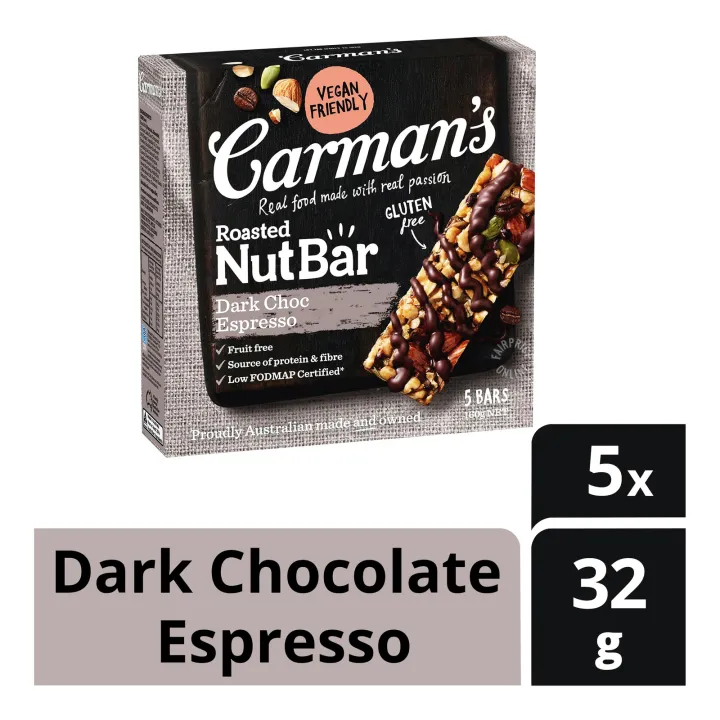 Carman's DARK CHOC ESPRESSO NUT BARS cereal breakfast meal organic ...