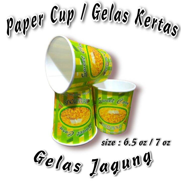 Gelas Cup Corn 7 oz isi 50 pcs / paper cup corn / gelas jagung paper ...
