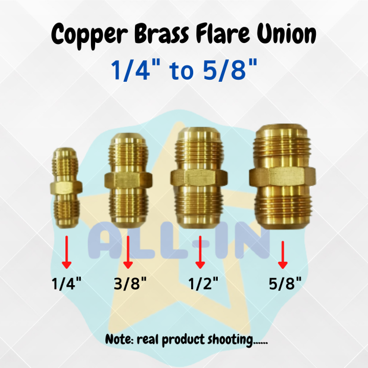 Double Flare Union 1/4", 3/8", 1/2", 5/8" Copper Brass Flare Union | Lazada