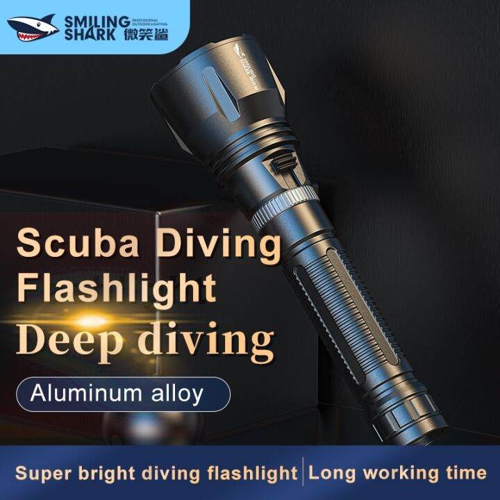 {explore} Smiling Shark Q20 Waterproof Rechargeable Flashlight Scuba ...
