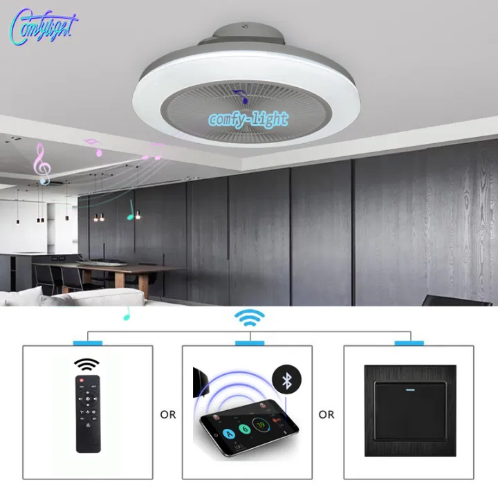 [Manila stock]18'' tri color Bluetooth LED fan light ceiling light with ...