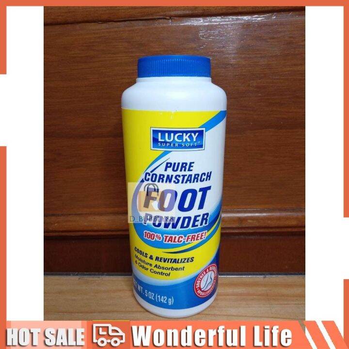 Lucky Super Soft Pure Cornstarch Foot Powder 100 Talc-Free (142g) Made ...