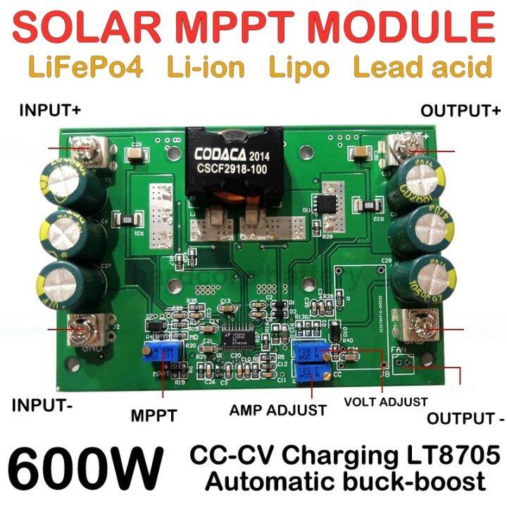 600W Solar MPPT Controller CC-CV charging 3V-80V LT8705 buck-boost ...