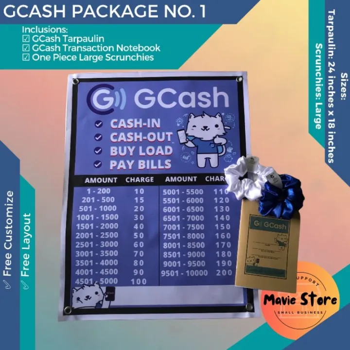 Tarpaulin!! GCash Sevices with Rate(with GCash Notebook and a Large ...