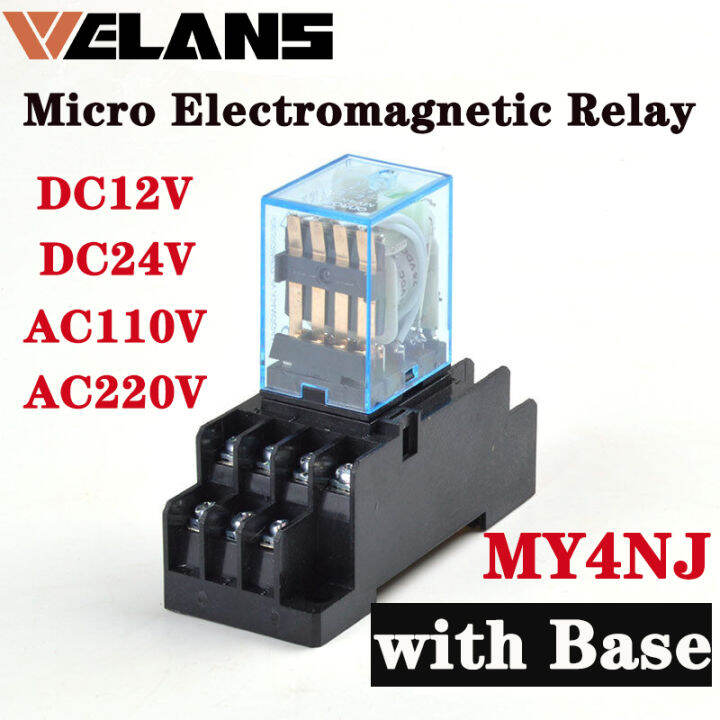 【In Stock】MY4NJ Micro Electromagnetic Relay DC 12V 24V AC110V 220V Coil 4NO 4NC Relay DIN Rail ...
