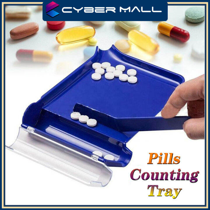 Pill Counting Tray With Spatula，Plastic Pills Splitters Pills Counter ...