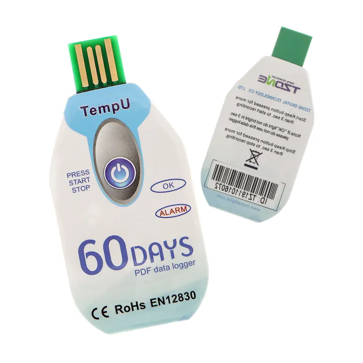 Temperature Data Logger 60 Days Waterproof USB 2.0 PDF Disposable Cold ...