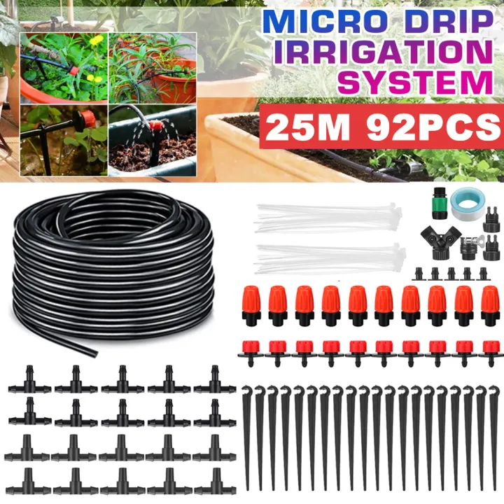 1 Set 25m Plant Self Watering Drip Irrigation Timer Micro System Garden ...