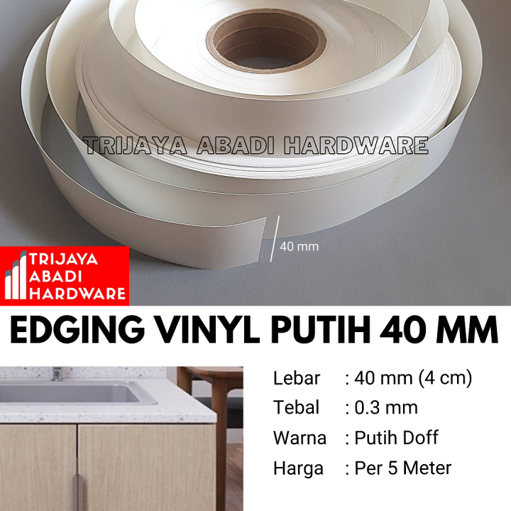 Edging Vinyl Putih 40 mm (4 cm) Vinil Vynil Plimir 5 meter | Lazada ...