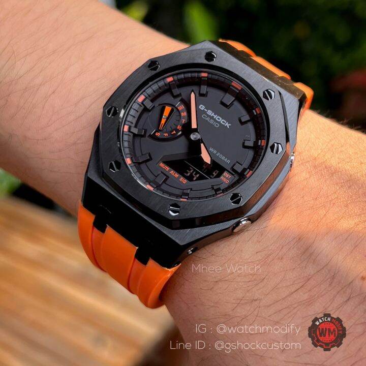 G-Shock Custom AP Style รุ่น GA-2100-1A4 ของแท้ มือ1 ใส่กรอบดำสแตนเลส ...