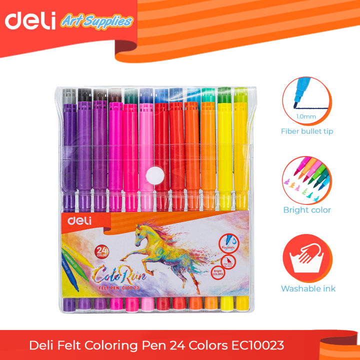 Deli School Supplies- Felt Coloring Pen 24 Colors EC10023 [7533C10023 ...