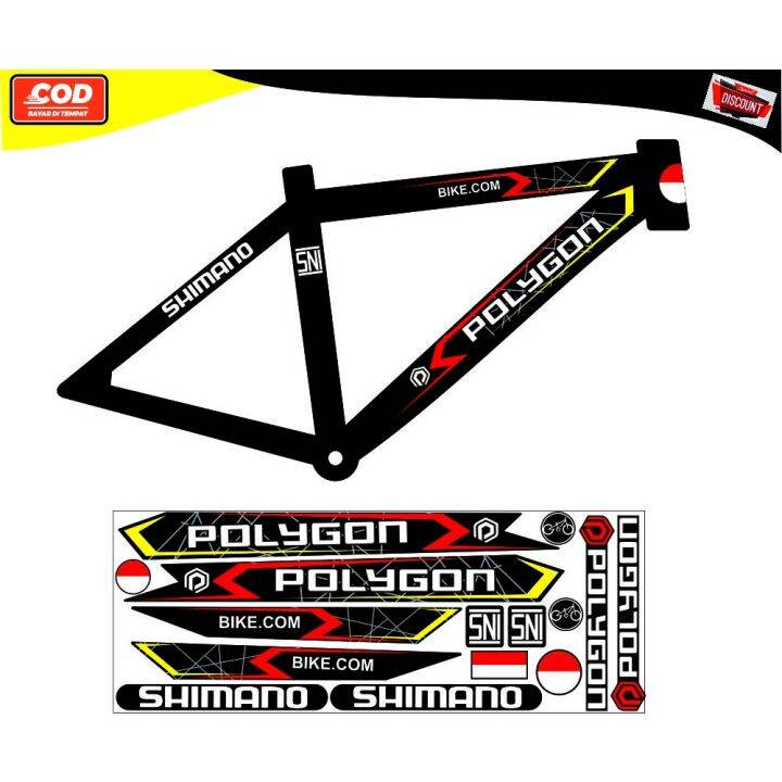 COD /DECAL COD STRIPING STIKER BUAT SEPEDAH POLYGON HITAM LIST KUNING ...