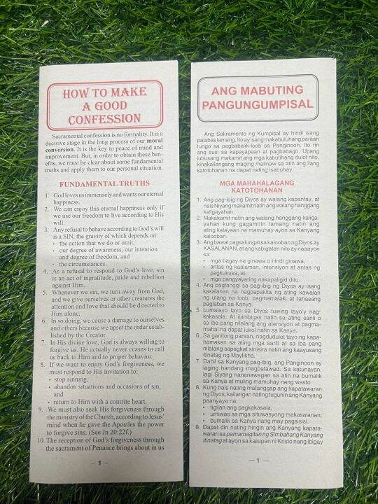 How to Make a Good Confession (10 pcs) available in English or Tagalog ...
