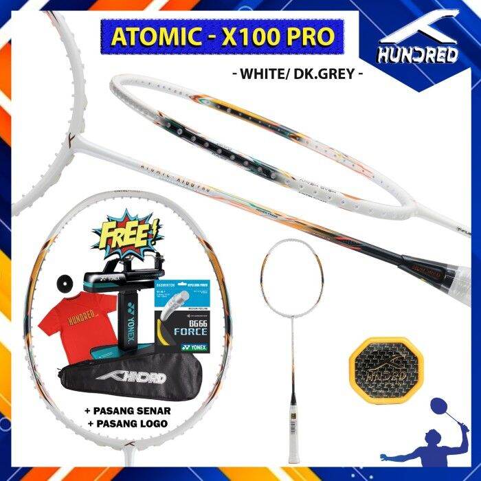 Raket Hundred Original HUNDRED ATOMIC-X / ATOMIC X 100 PRO White Grey | Lazada Indonesia