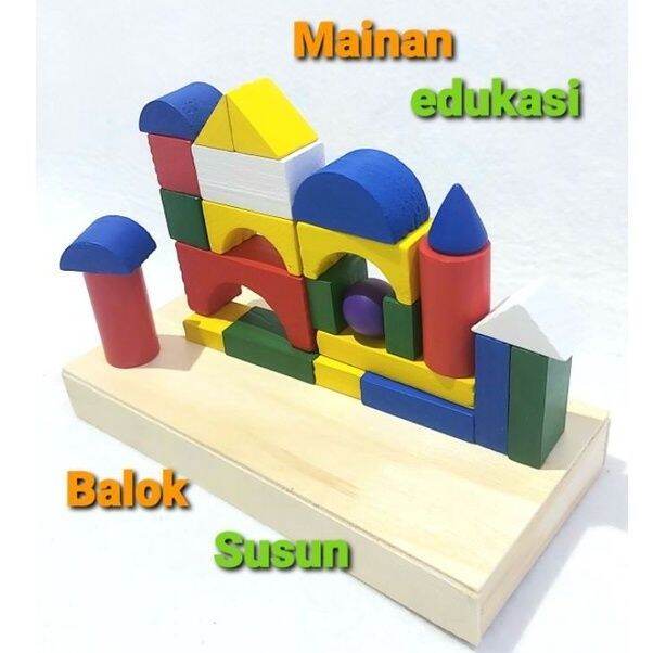 edukasianakpintar / SUSUN MINI 26PC /Mainan Edukasi Anak / Balok Kayu ...