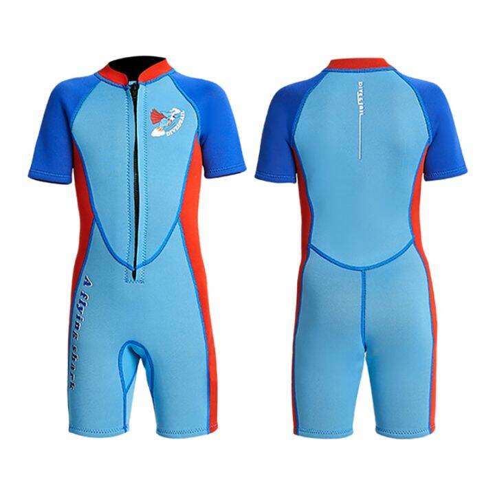 DIVE&SAIL 2.5mm Kids Cropped Wetsuit Boys Thermal Neoprene Swimsuit for ...