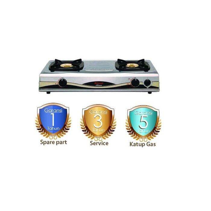 Kompor Gas Rinnai RI 522AT 2 Tungku With Timer Snless Steel | Lazada ...