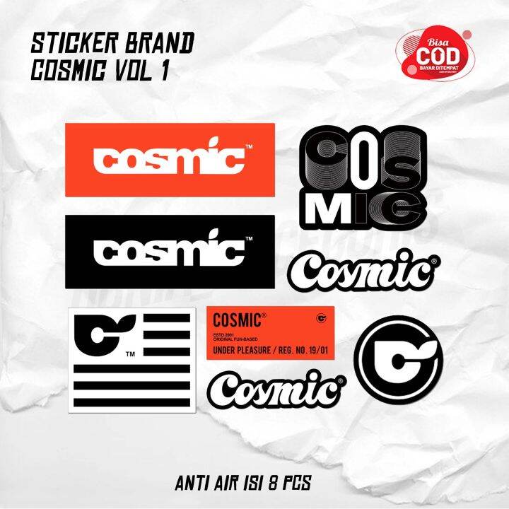 Sticker Waterproof Anti Air Tema brand COSMIC Clothing Distro ( 8 Pcs ...