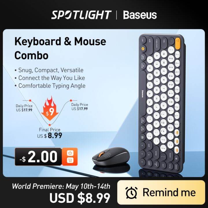 Baseus Mouse Bluetooth Wireless Computer Keyboard and Mouse Combo with ...