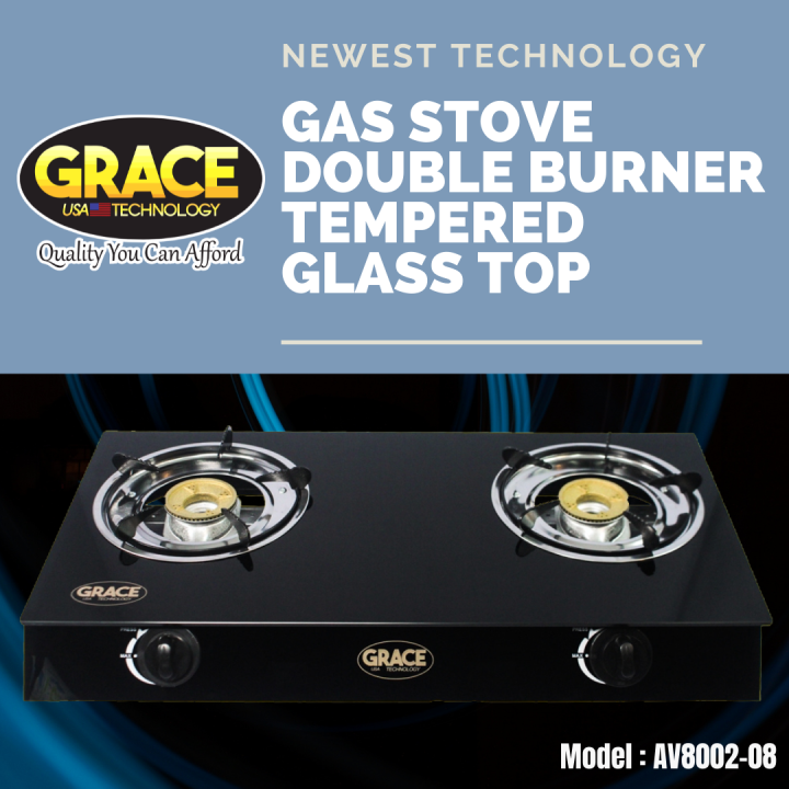 Gas Stove Double burner Tempered Glass Top AV8002-08 Newest Technology ...