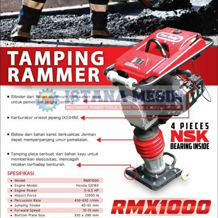 MESIN PEMADAT TANAH TAMPING RAMMER HONDA STAMPER TEGAK PROQUIP RMX1000 ...
