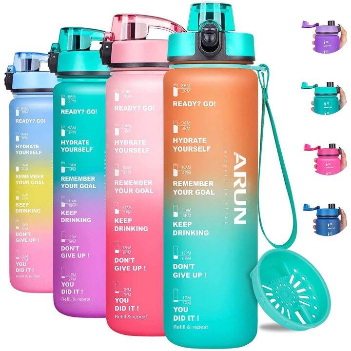 ARUN Sports Water Bottle BPA Free with Time Marker Removable ...