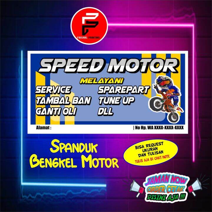 Spanduk Bengkel Motor/ Banner Bengkel / Spanduk Custom Ukuran 2 x 1 ...