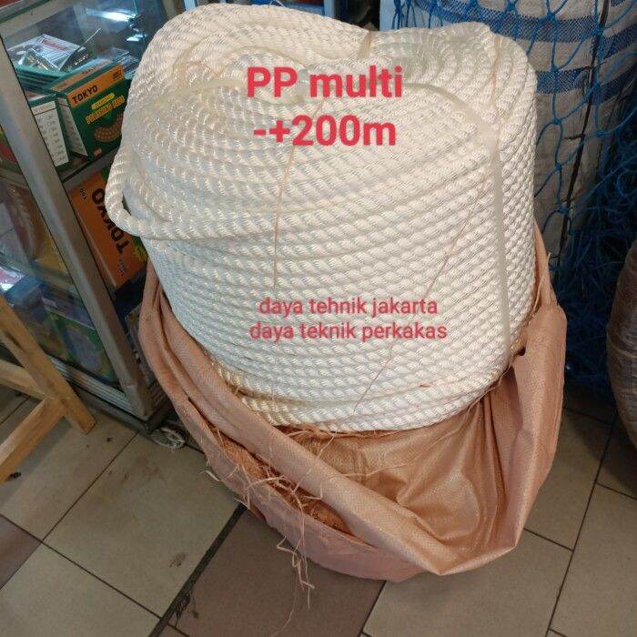 tali tambang putih 8mm 1 rol (+-200m) tambang Polypropylene PP multi DT | Lazada Indonesia