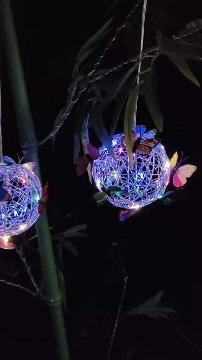New led Solar Butterfly Hanging Tree Lamp Outdoor Courtyard Garden ...