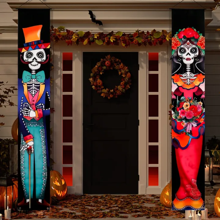 Day of the Dead Porch Sign Door Banner Halloween Costume Mexico Dia De ...