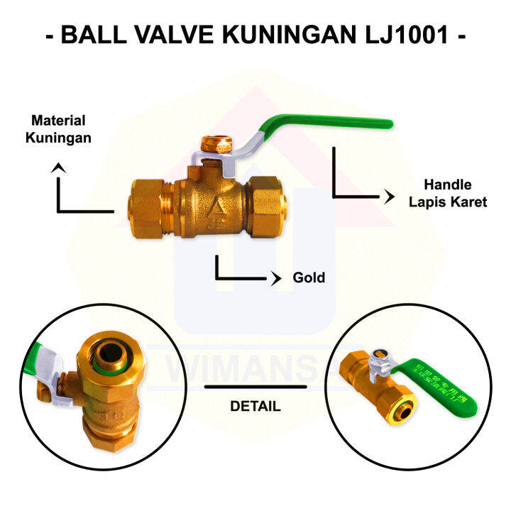 BALL VALVE KUNINGAN 1/2 INCH GAGANG HIJAU LJ1001 | Lazada Indonesia