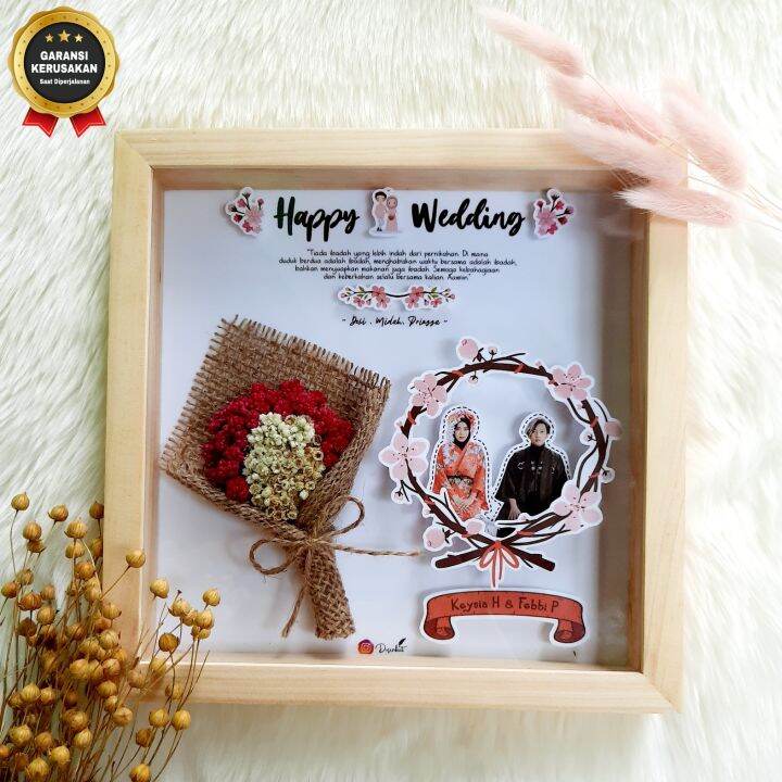 3D Edelweis Pop Up Bingkai Kayu Ukuran 20x20Cm Lampu LED scrap book ...