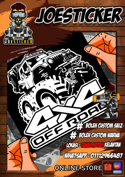STICKER TRUCK 4X4 UNTUK DITAMPAL PADA CERMIN BELAKANG @ BUCKET SAIZ ...
