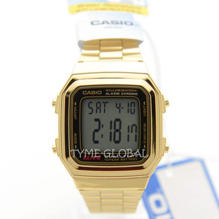 Casio A178WGA-1A Vintage Gold Tone Stainless Steel Alarm Stopwatch ...