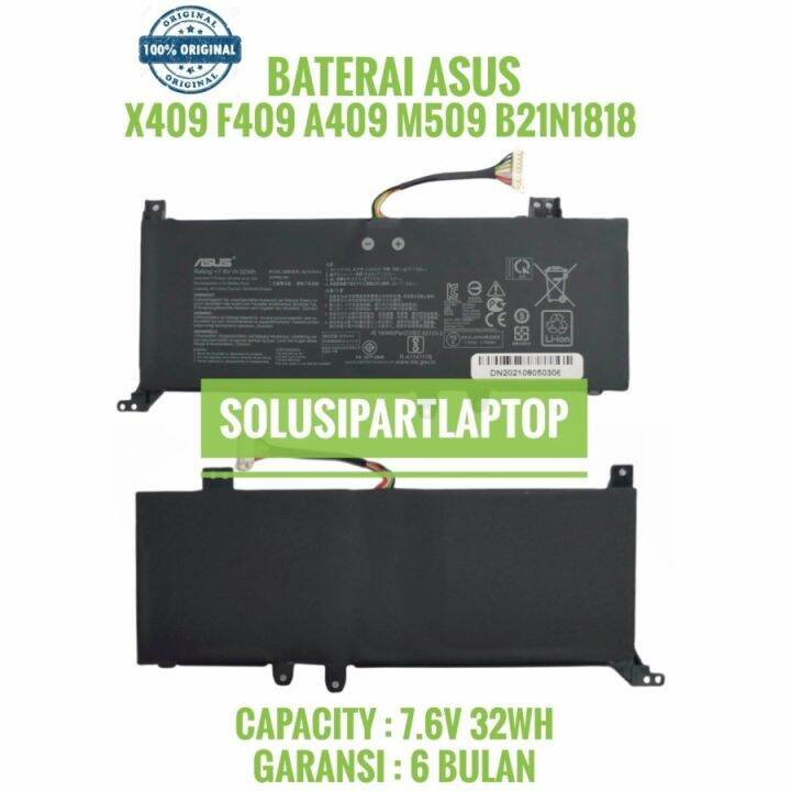 Baterai Laptop Asus Vivobook A409-X409 Series ORIGINAL B21N1818-2 | Lazada Indonesia