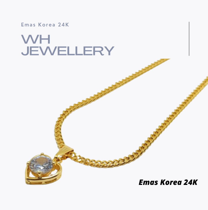 Rantai Leher dan Loket Emas Korea 24K (Gold Plated) | Lazada