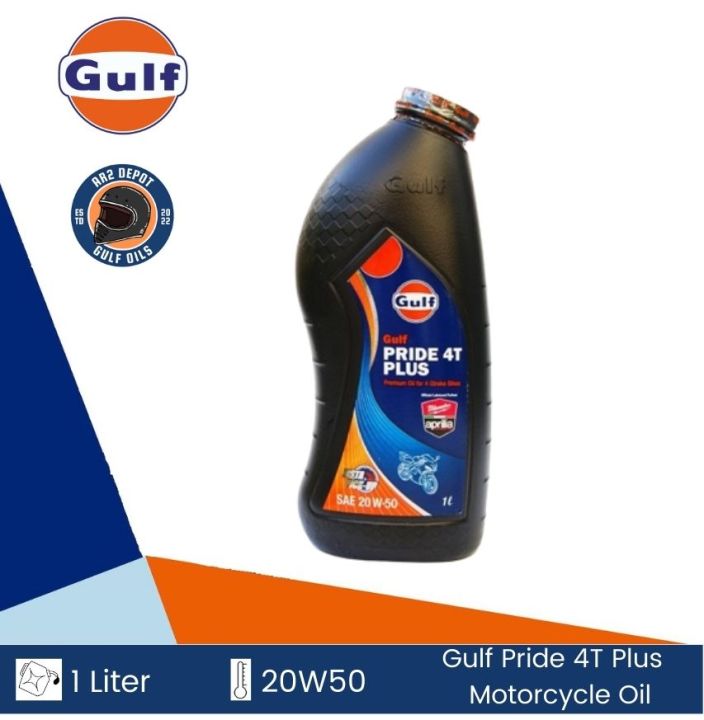 GULF PRIDE 4T PLUS 20W-50 1Liter Premium 4-Stroke Motorcycle Engine Oil ...