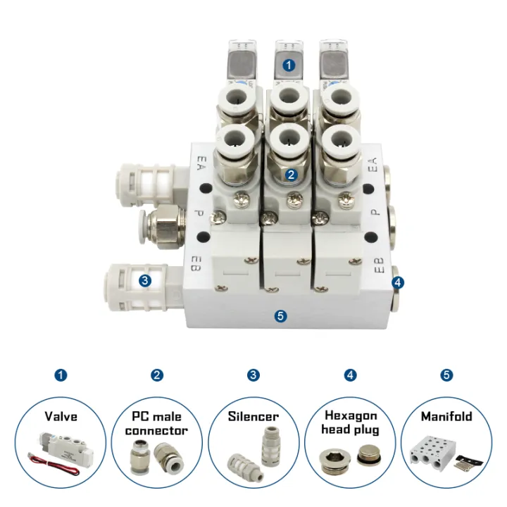 SMC type SY5120 Series Manifold Stations SY5120-5LZD-01 Solenoid valve combination Single ...