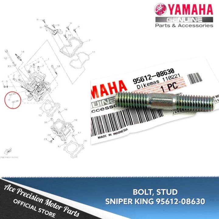 {cod} STUD BOLT / NUT SNIPER KING150 95612-08630/ 95702-08500 (PER ...