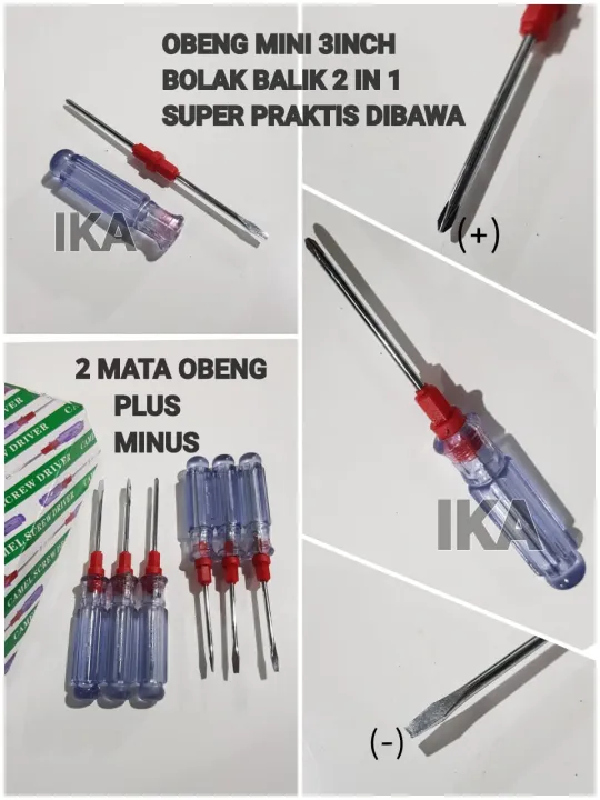OBENG MINI 3INCH BOLAK BALIK 2 IN 1 / Plus dan Minus TRANSPARAN ...