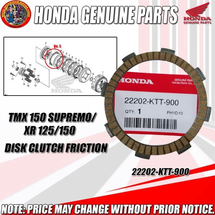 TMX 150 SUPREMO/XR 125/150 DISK CLUTCH FRICTION (HPI) (Genuine: 22202 ...