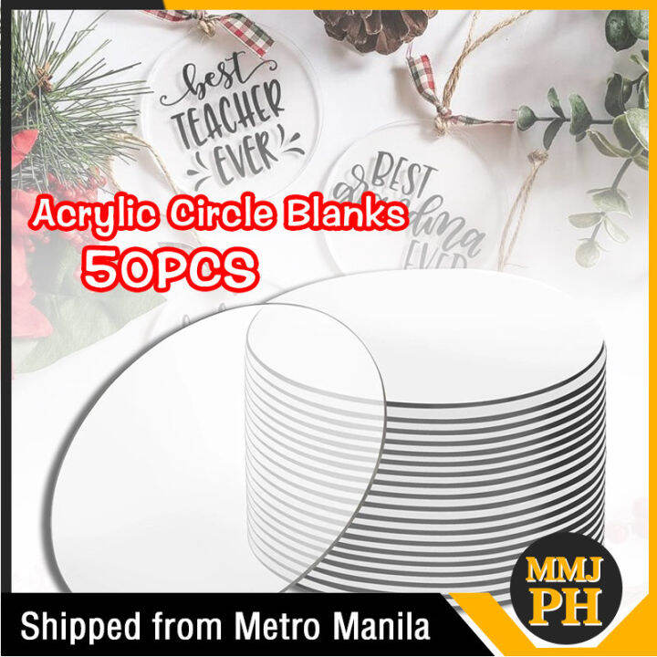 50pcs/set Acrylic Circle Blanks Circle Round Clear Transparent Acrylic ...